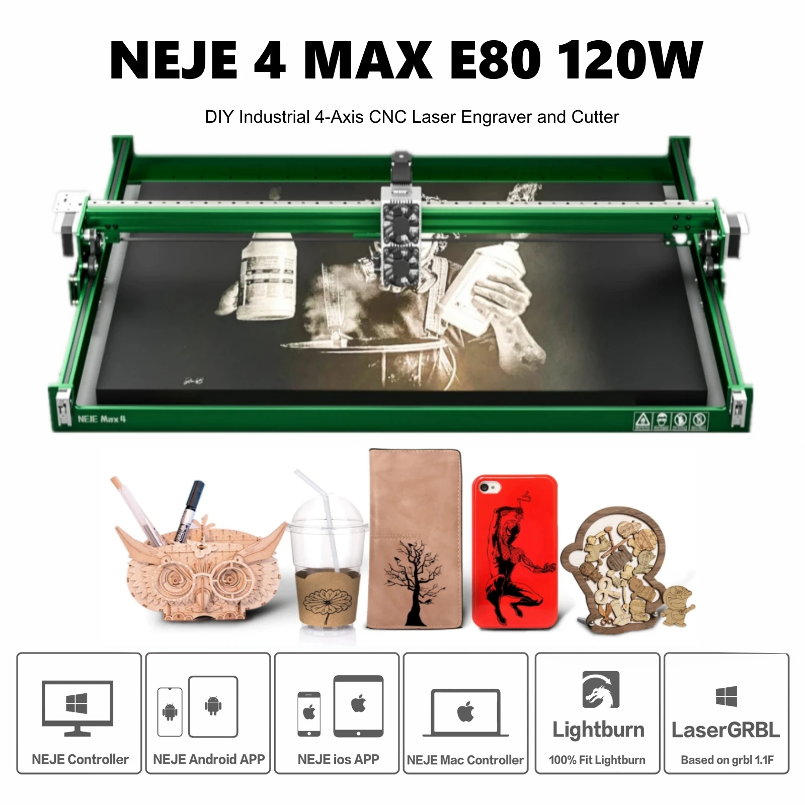 NEJE-4-MAX-E80-120W-DIY-Industrial-4-Axis-CNC-grabador-l-ser-pl-ter ...
