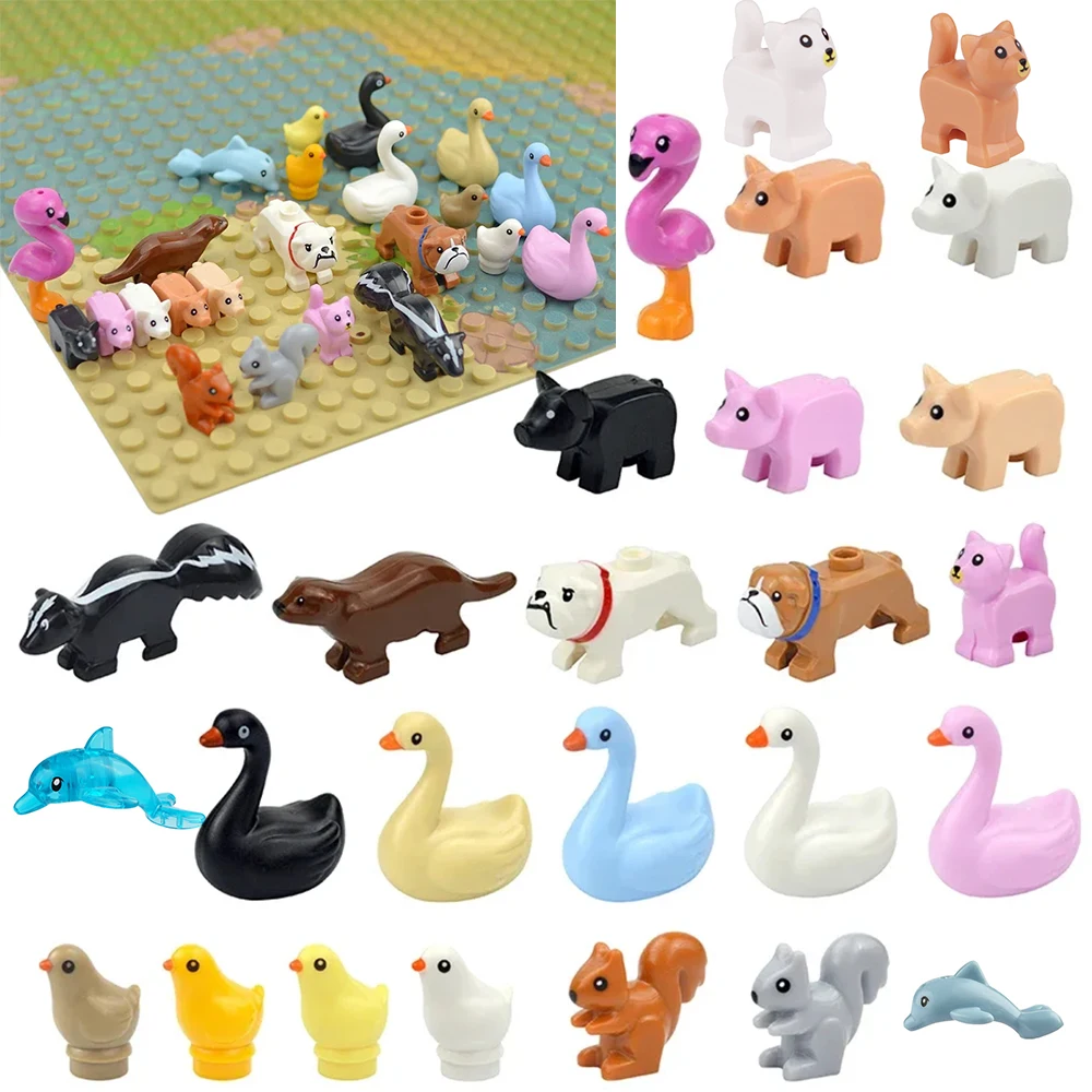 5PCS City MOC Animal Building Blocks Duck Cat Figures Bird Dog ...