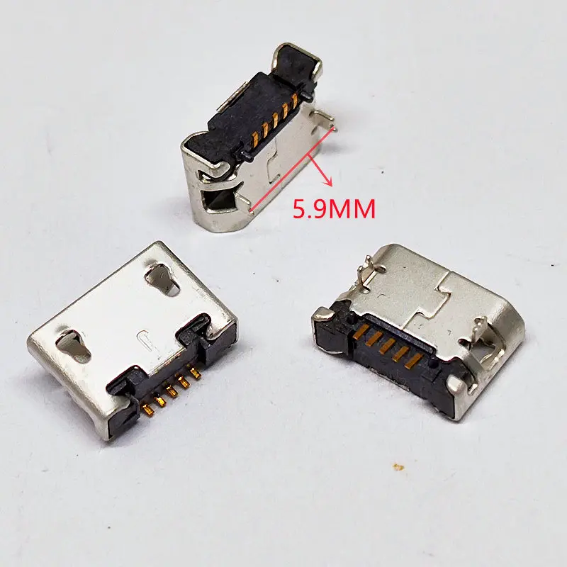 100Pcs-Micro-USB-Connector-5Pin-Female-Socket-5-9mm-Extension-Long-Leg ...