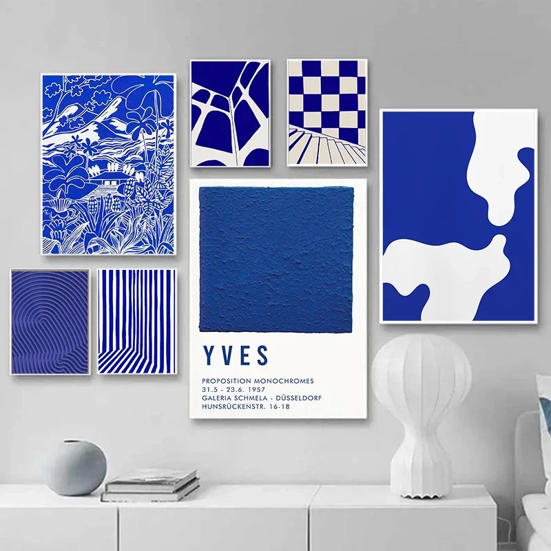 Abstract-Klein-Blue-Simple-Painting-Canvas-Poster-Popular-Color-Wall ...