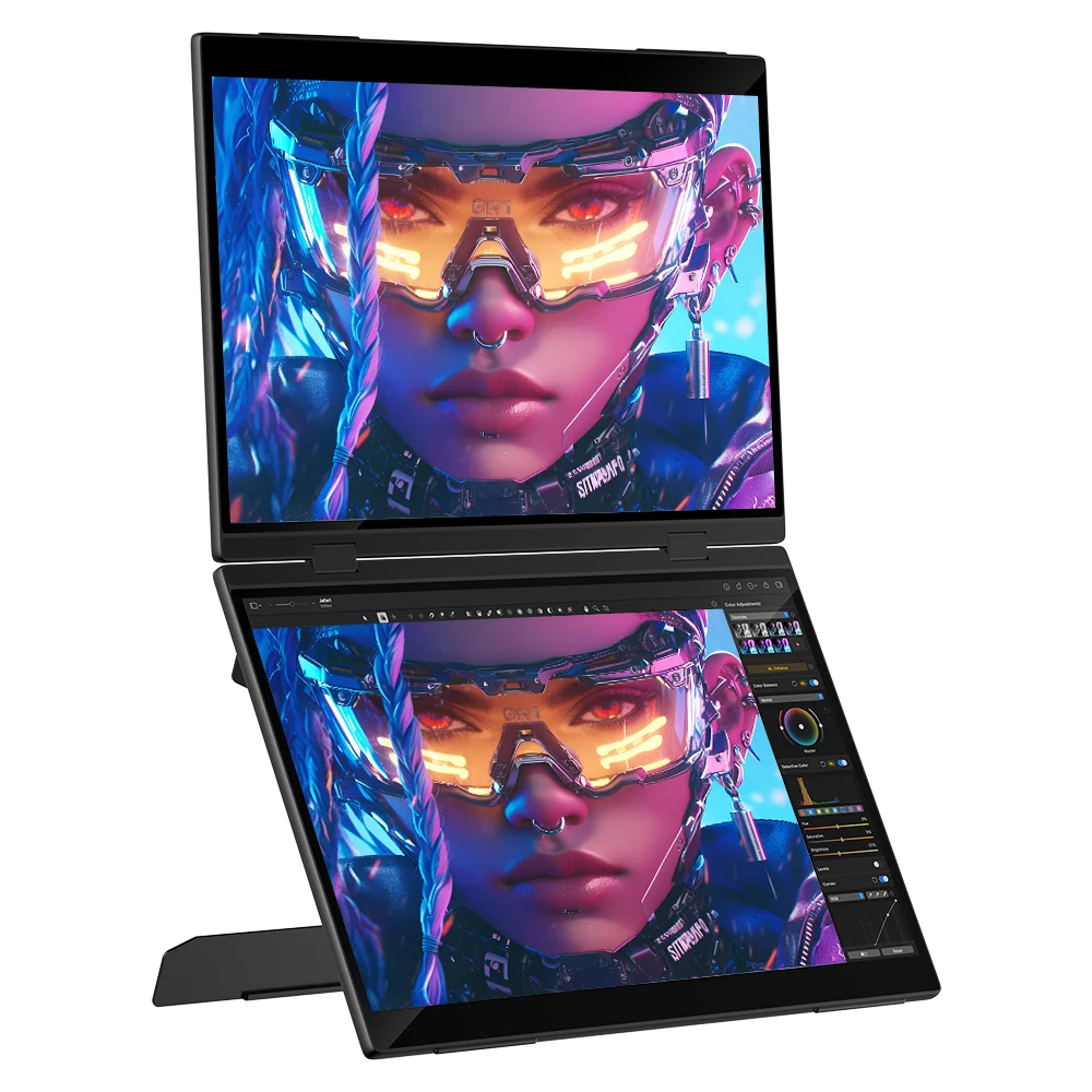 UPERFECT Delta Pro Touch 16" 2.5K 1600P QHD 듀얼 모니터 터치펜 포함 접이식 여행용 디스플레이 ...