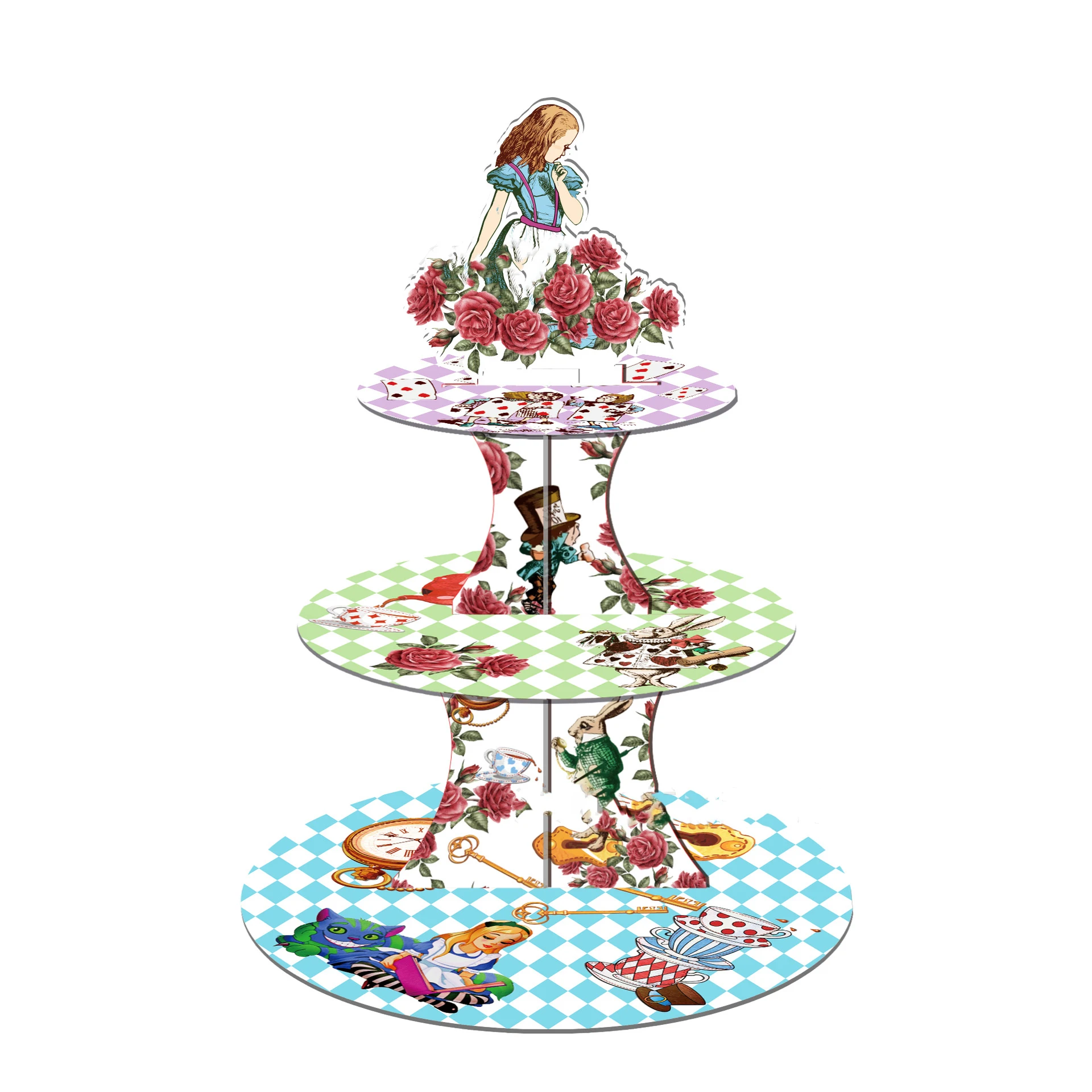 Disney Princess Alice Theme 3 Tier Paper Foldable Cupcake Rack Kids ...