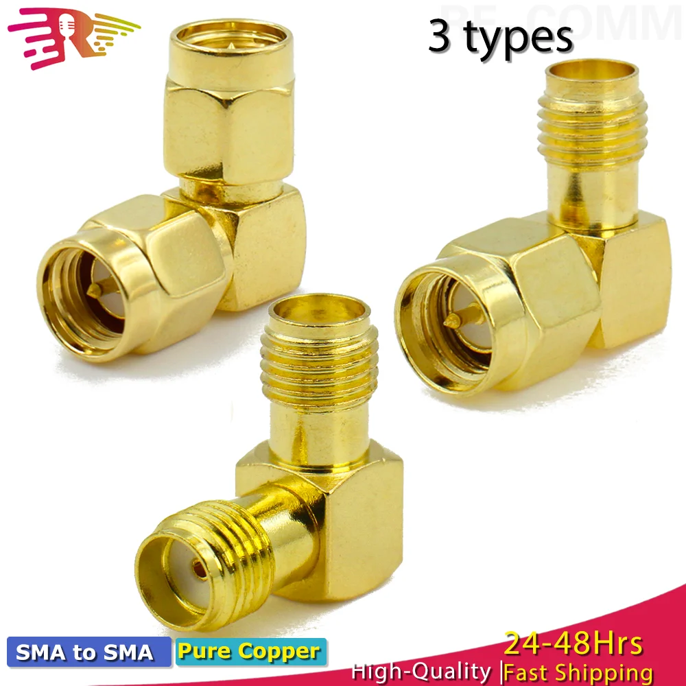 Connector SMA to SMA Male Elbow Converter 90 Degree Coaxial Adapter ...