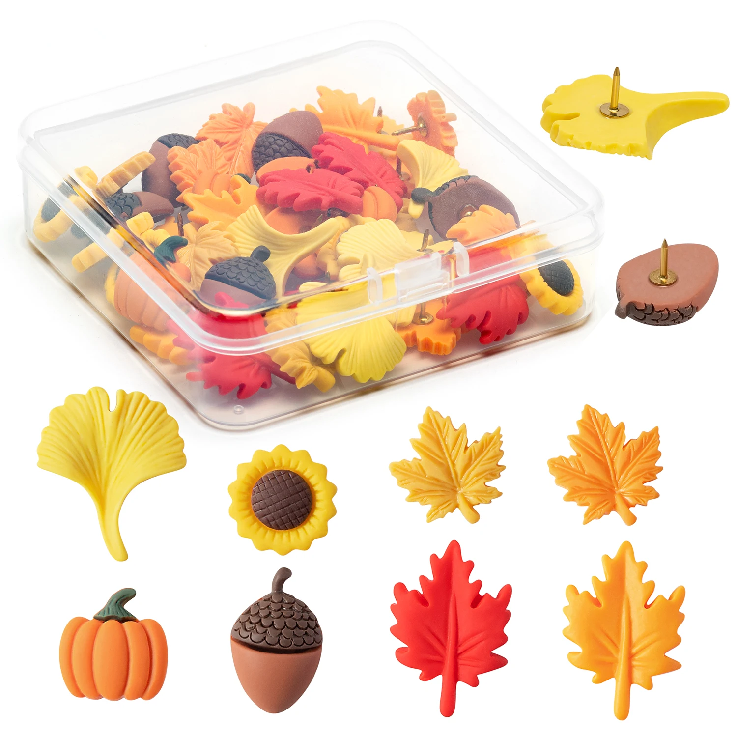 40Pcs-Resin-Autumn-Decorative-Pin-Leaf-Pushpin-Stickers-For-Cork-Boards ...