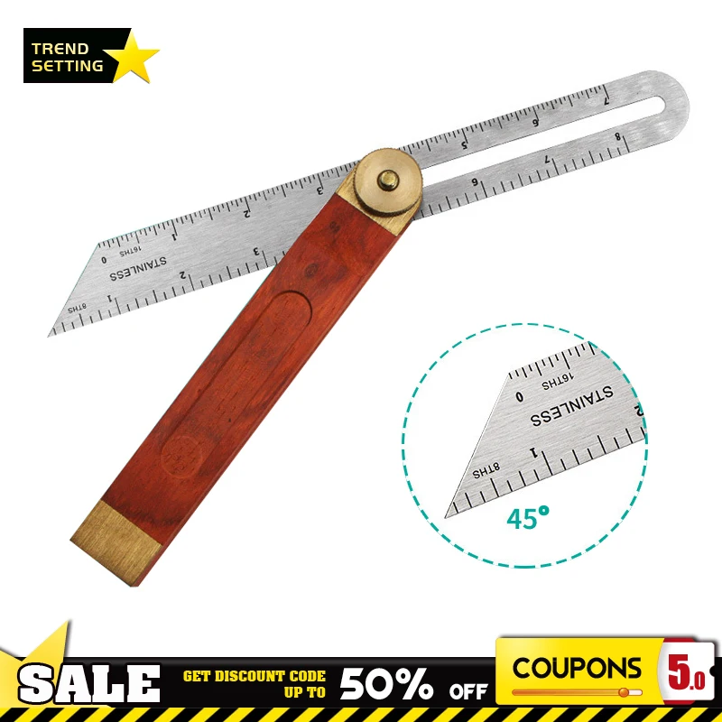 Woodworking Movable Angle Ruler Tri Square Sliding T Bevel Level ...