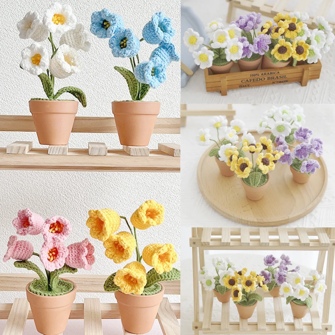 Sunflower Flowers Crochet | Artificial Sunflowers Gift | Sunflower Pot ...