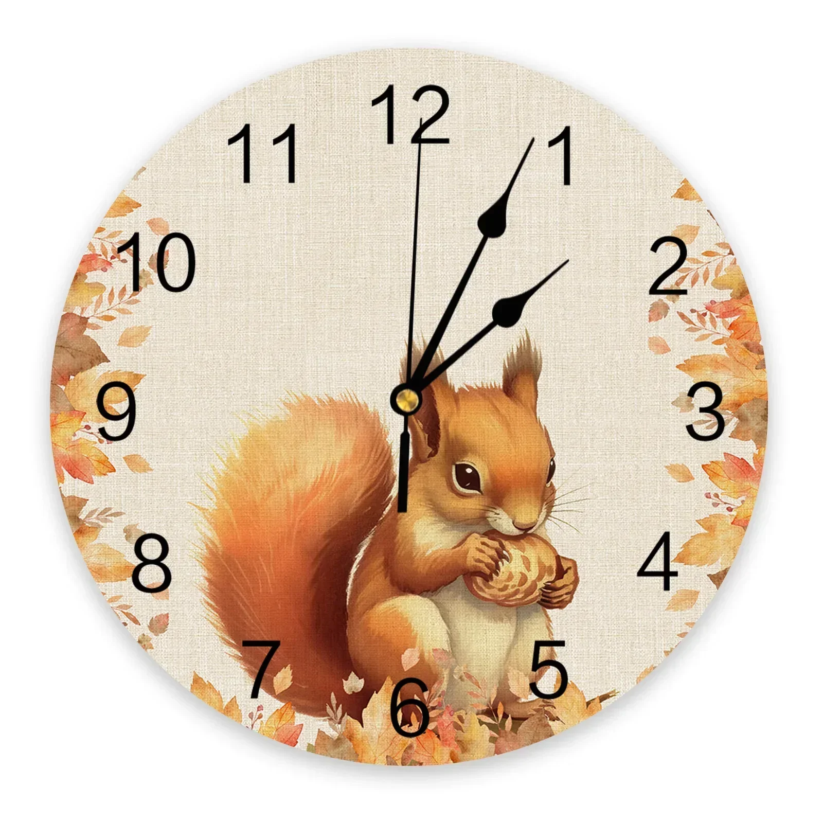 Thanksgiving-Squirrel-Maple-Leaf-Wall-Clock-Large-Modern-Kitchen-Dinning-Round-Wall-Clocks ...