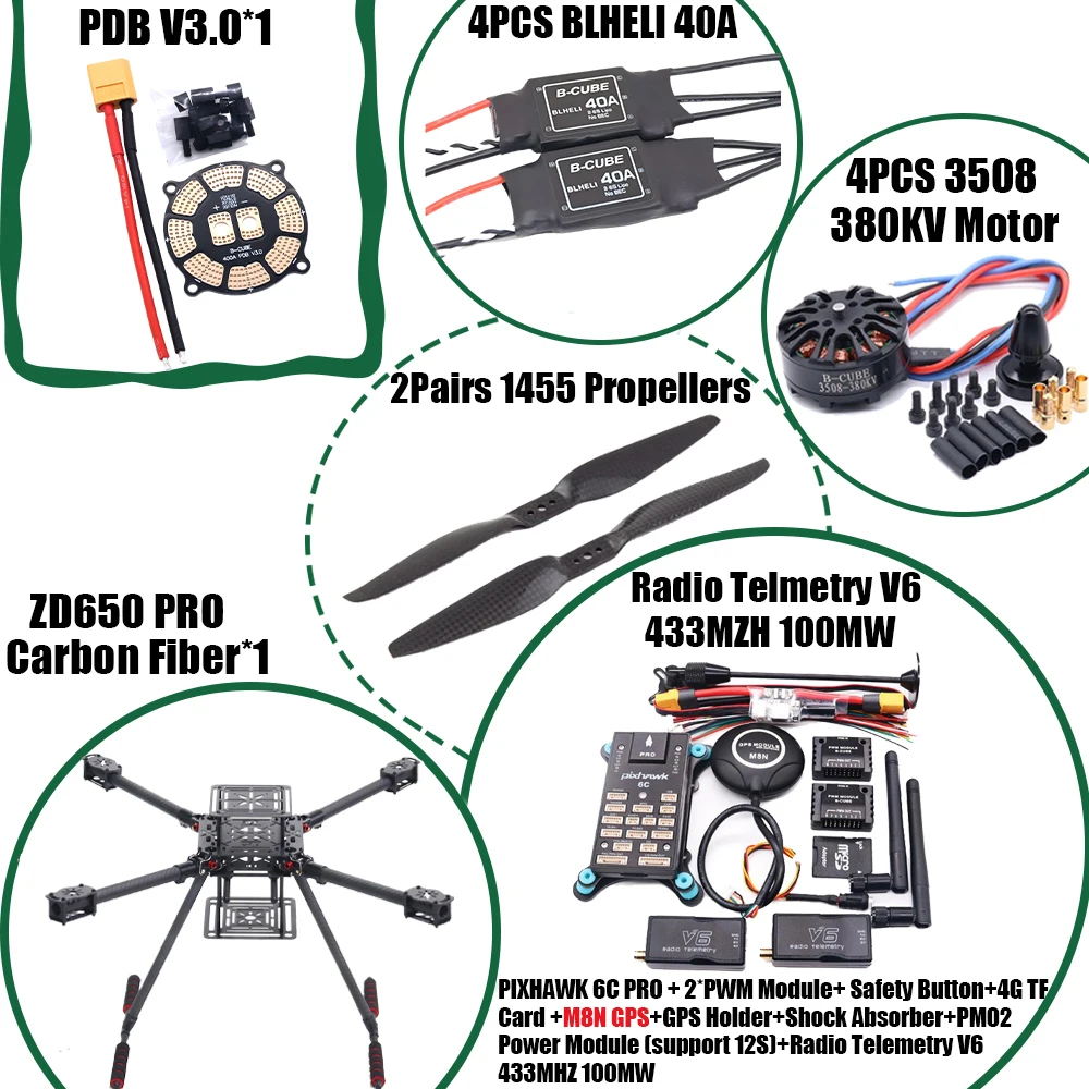 BCUBE ZD650 PRO 650mm Ardupilot Pixhawk Carbon fiber Quadcopter Frame ...