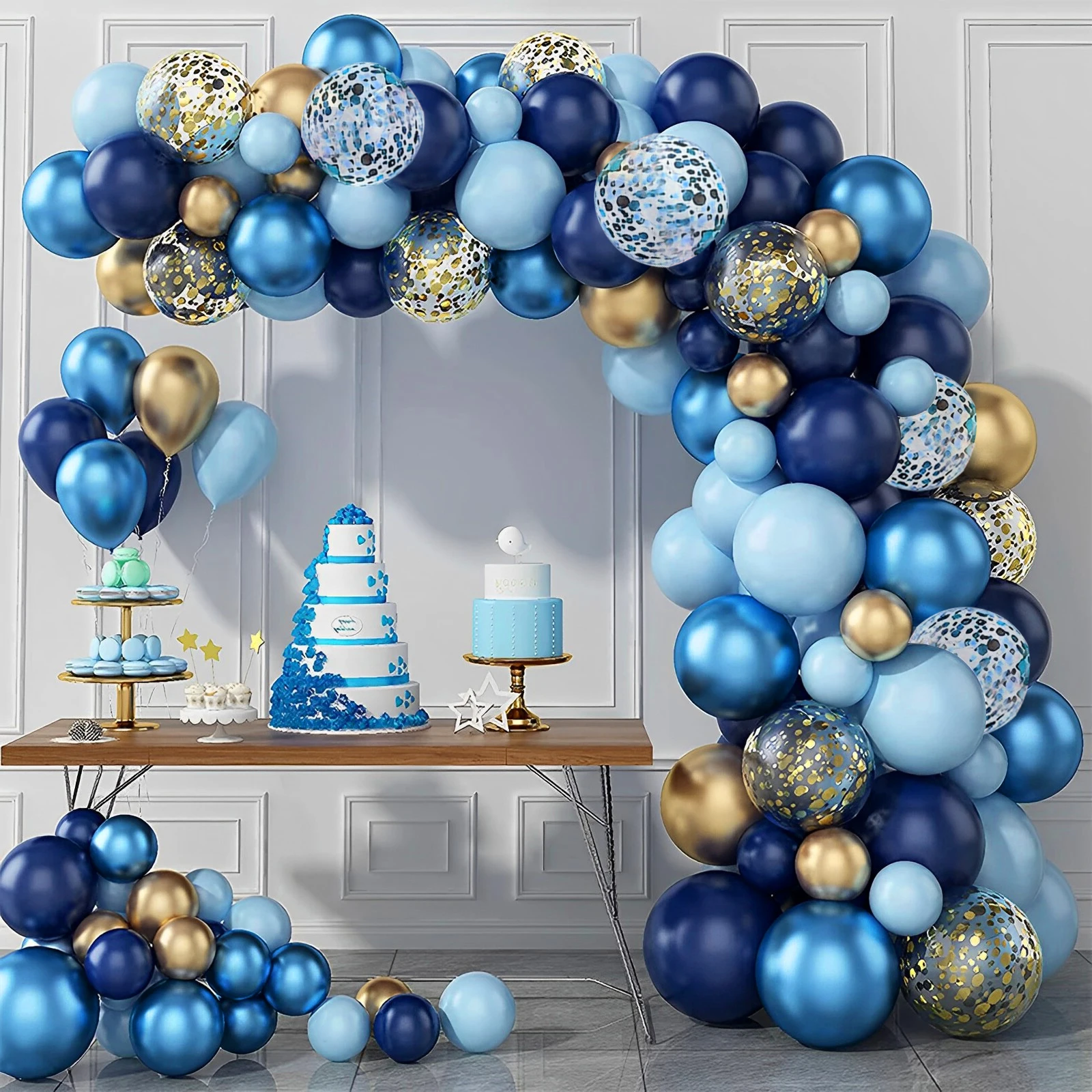 Kit-de-arco-de-globos-azul-piezas-reutilizable-guirnalda-de-globos-azul ...