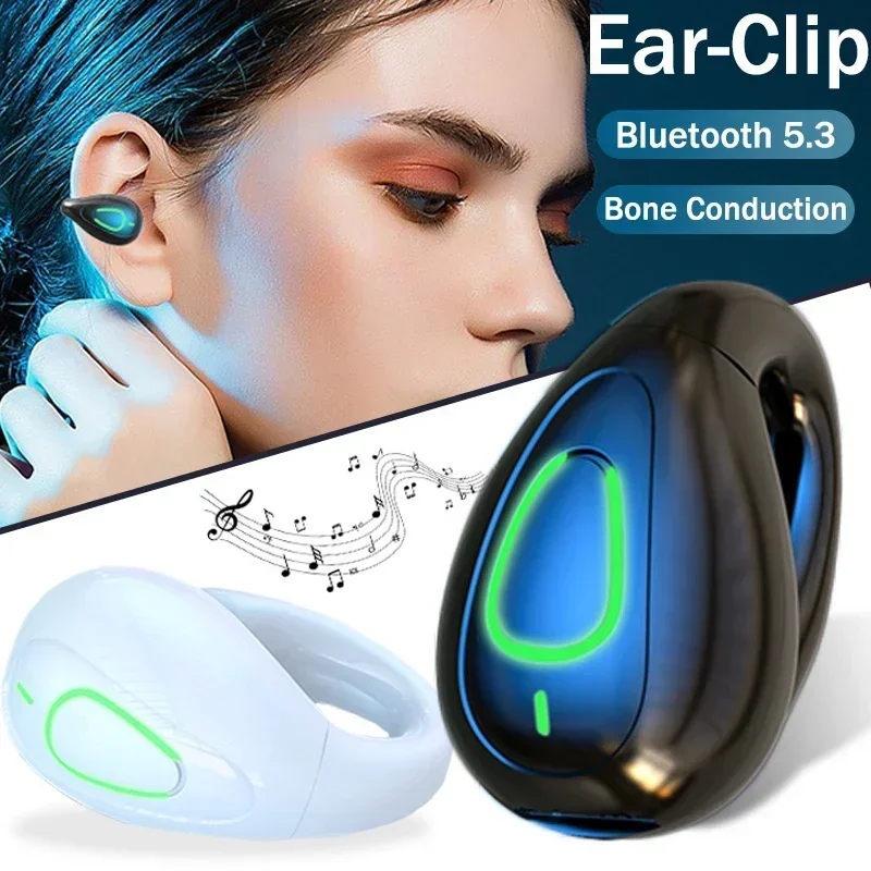 Wireless-Ear-Clip-Earbuds-Bone-Conduction-Headphones-Bluetooth-5-3-Waterproof-Sport-Running ...