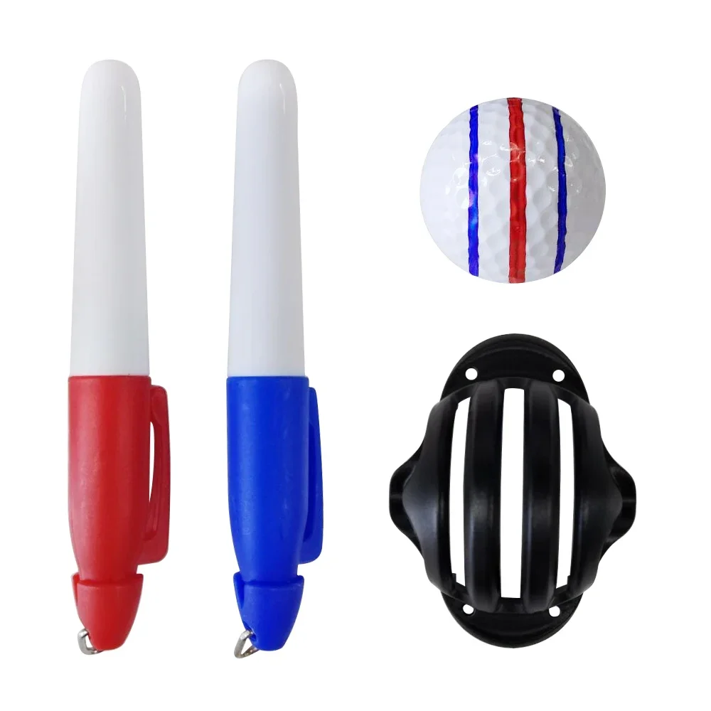Golf Ball Liner Triple Line with 2 Marker Pen Color Blue Red Putting ...