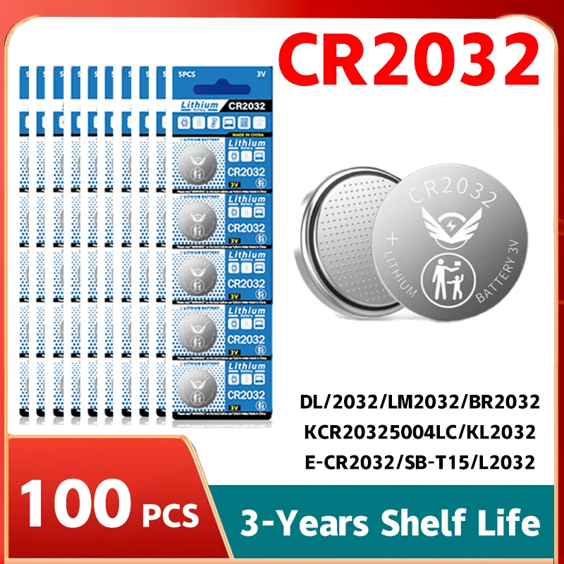 200mAh-CR2032-Lithium-Button-Battery-100PCS3V-BR2032-ECR2032-LM2032 ...