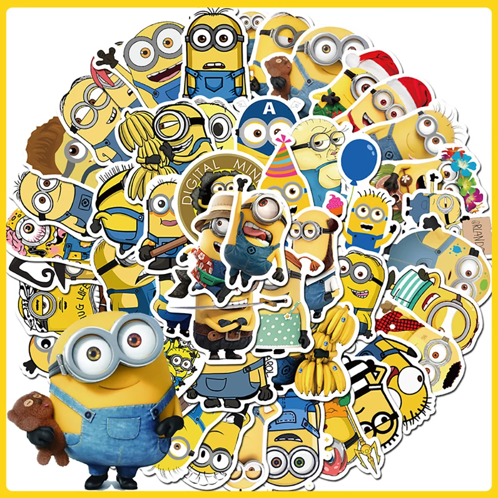 Minions-Stickers-Kawaii-Anime-Kevin-Bob-Stuart-Cute-Cartoon-Decals ...