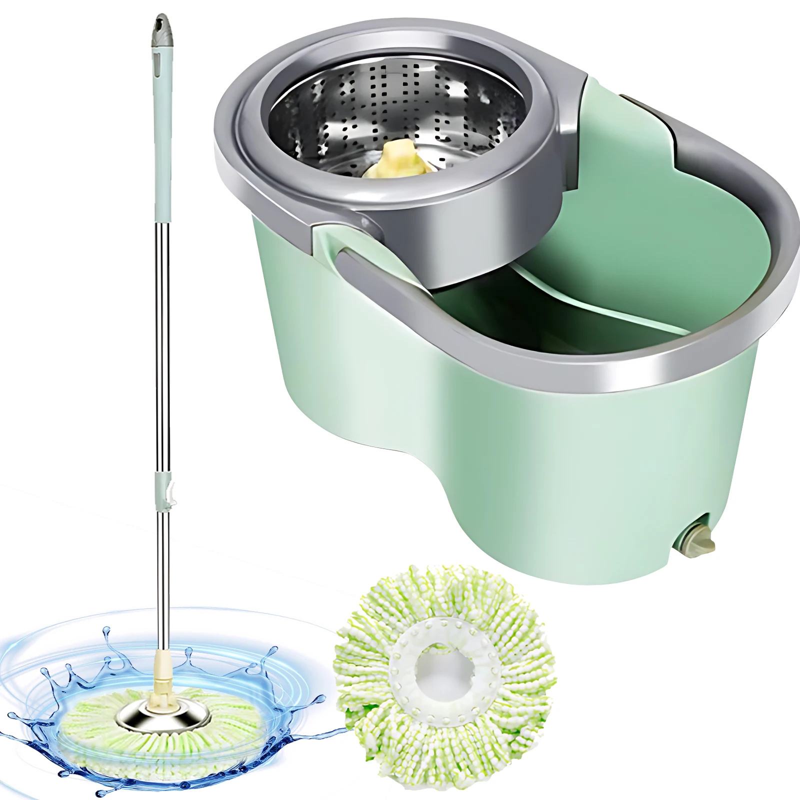 Spin-Mop-and-Bucket-with-Wringer-Set-for-Home-Cleaning-Retractable-and ...
