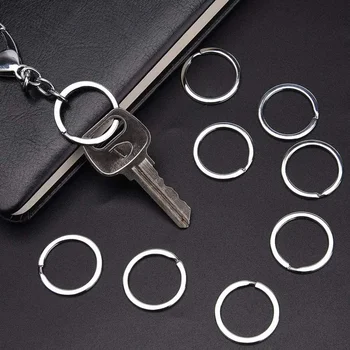 10-50pcs 25/30mm Stainless Steel Key Rings Round Flat Line Split Rings ...