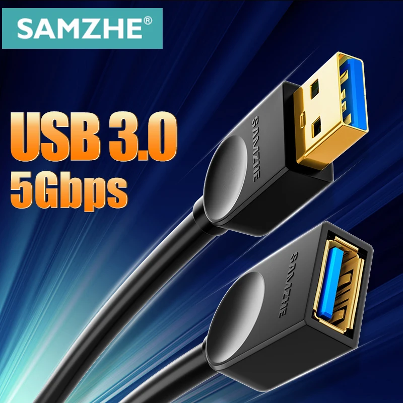 SAMZHE Cable extensor USB 3,0, macho a hembra, 2,0, para PC, TV, PS4 ...