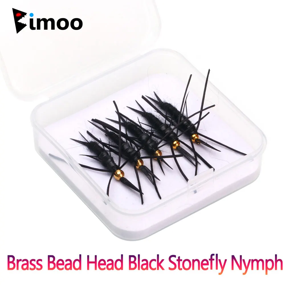 Bimoo-8-5PCS-Box-Brass-Bead-Head-Black-Stonefly-Nymph-Copper-Wire-Fast ...
