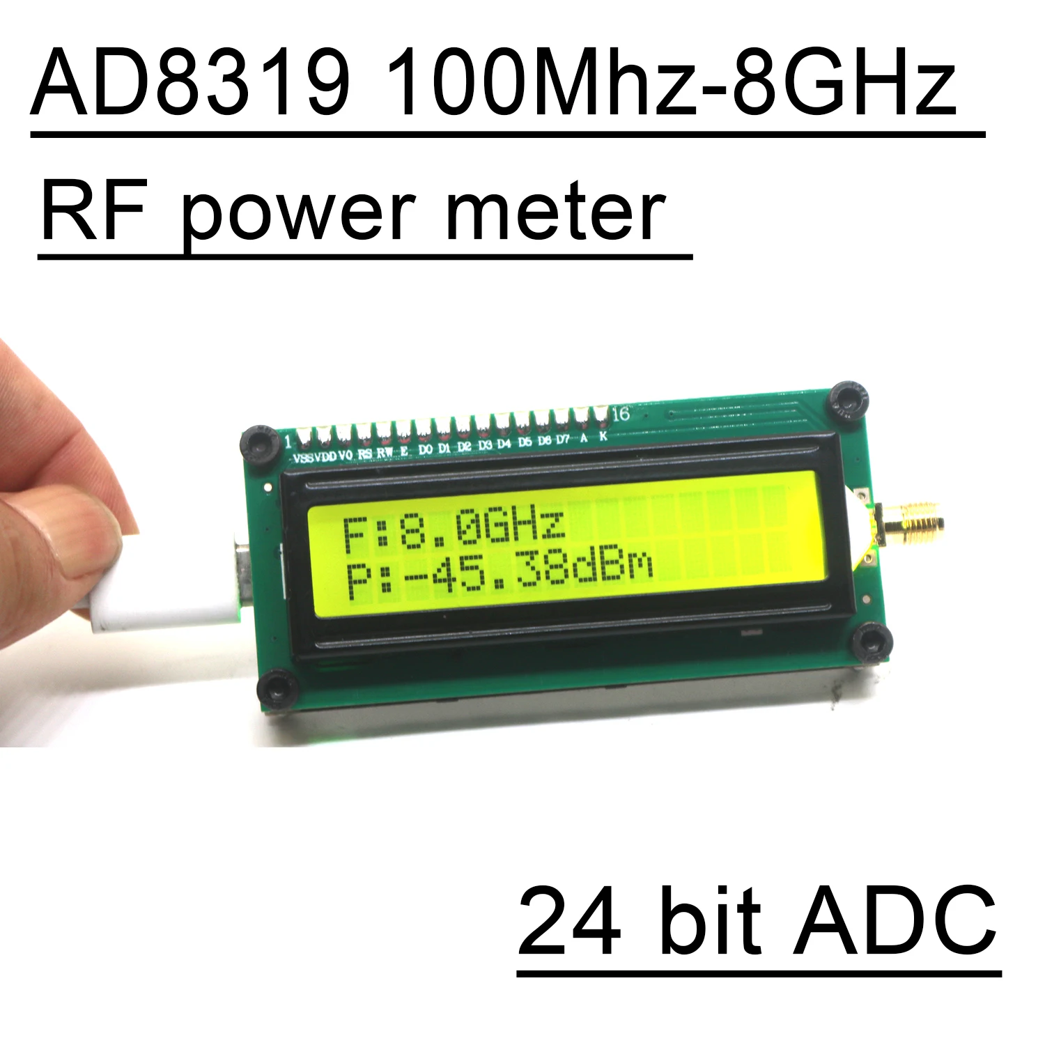 1Mhz-8Ghz RF Power Meter 24 Bit ADC -50dBm~-5dBm Broadband Signal ...