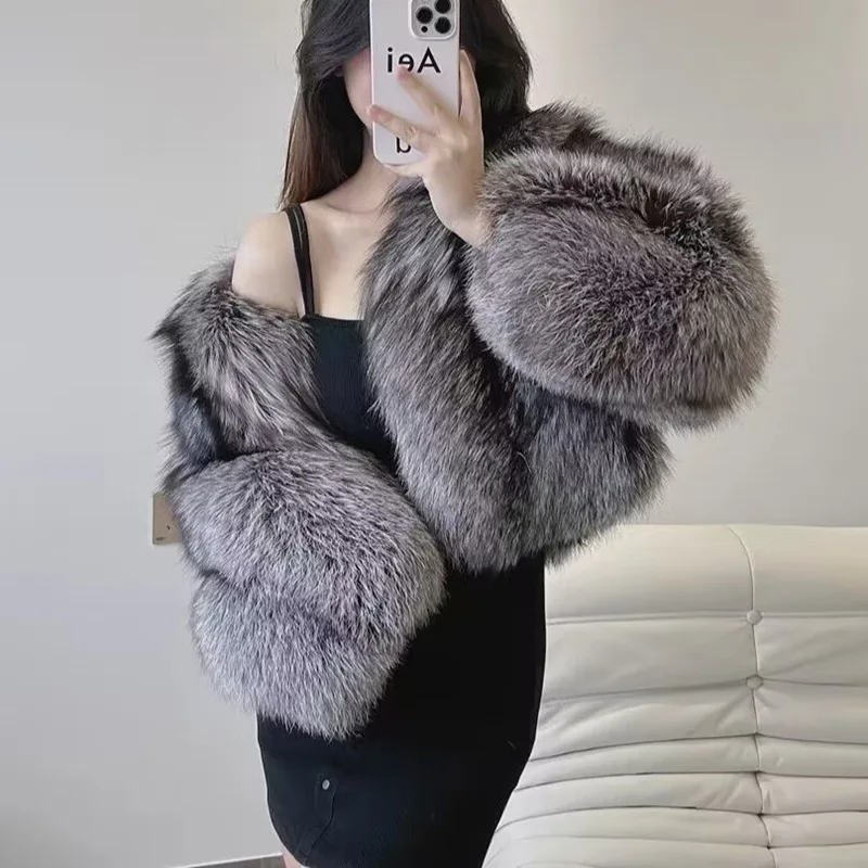 Winter-New-Imitation-Full-Skin-Fox-Fur-Grass-Coat-Women-s-Short-Silver ...