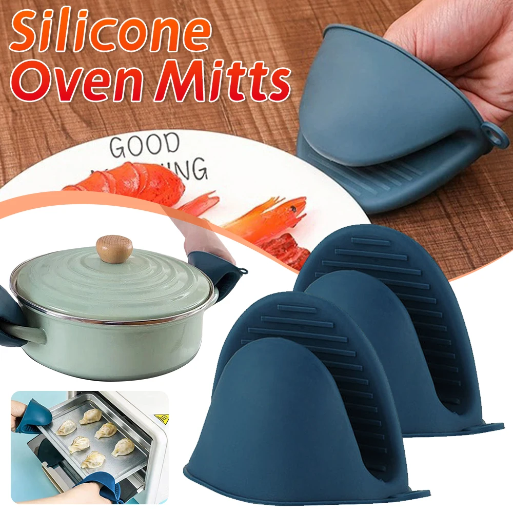 Oven Mitts Rubber Oven Glove Heat Resistant Silicone Potholders Cooking ...
