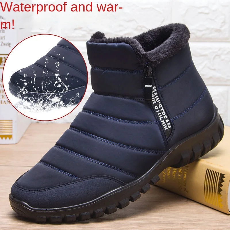 Botas-de-neve-de-sola-de-PU-masculina-z-per-duplo-grosso-e-quente ...