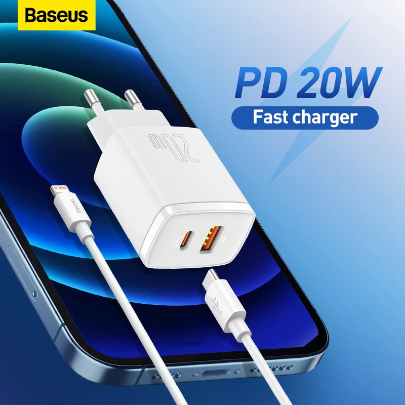 Baseus 20W USB Charger Dual Charging Port Support Type C PD Fast ...