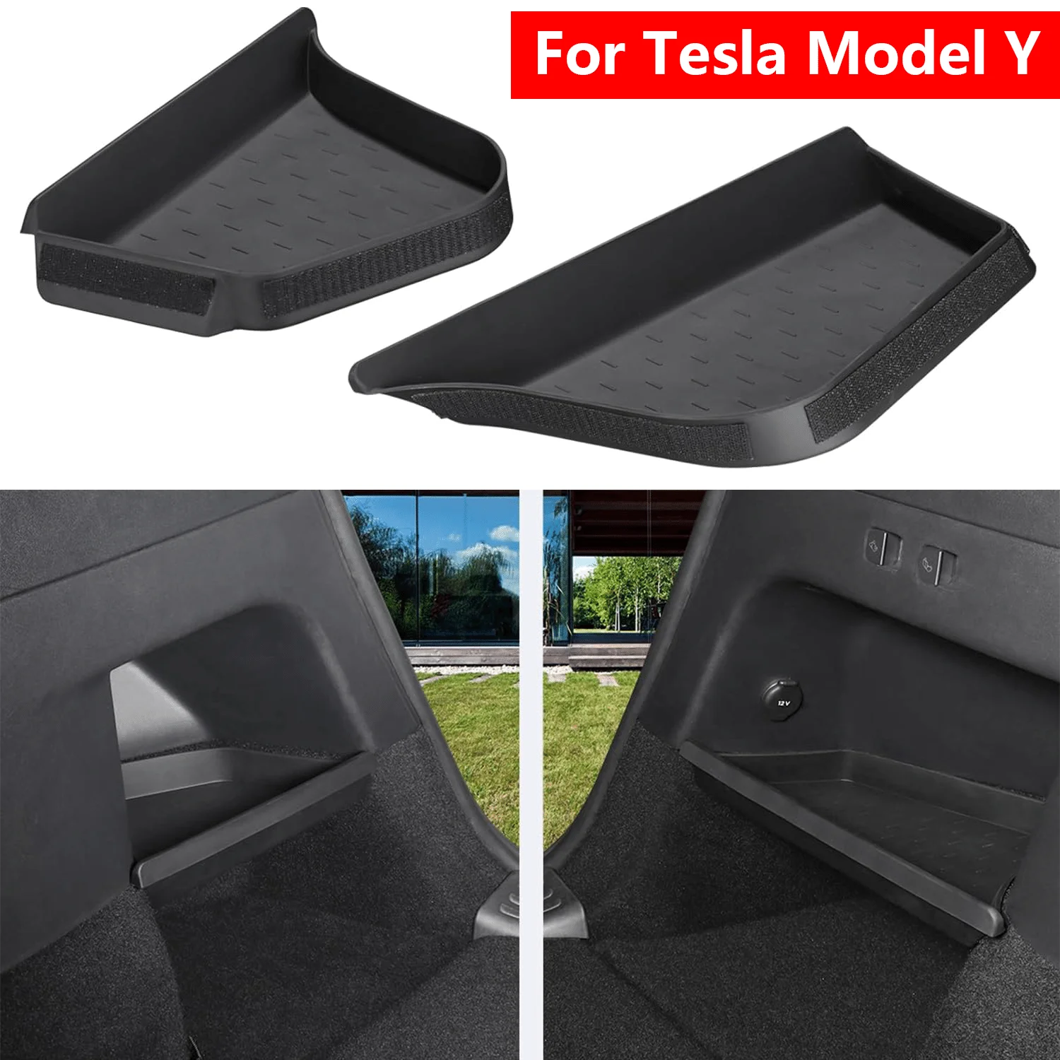 For-Tesla-Model-Y-Rear-Trunk-Side-Storage-Tray-Organizer-Board-TPE ...