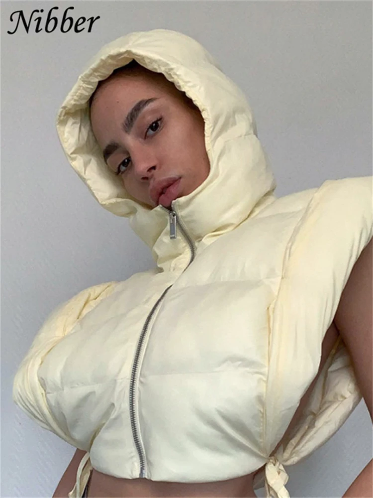 Nibber New Solid Color Hooded Bread Jacket Sleeveless Vest Coat Cotton ...