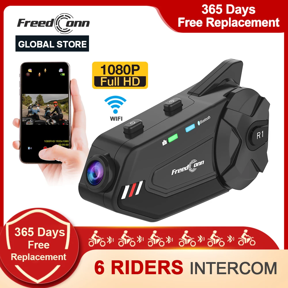 Freedconn R1 Motorcycle Helmet Bluetooth Headset Waterproof 1080p Hd ...