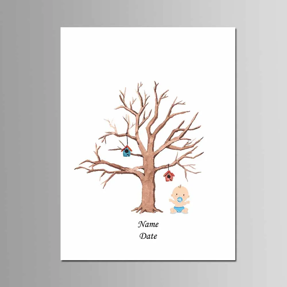 Fingerprint Tree Template Baby Shower