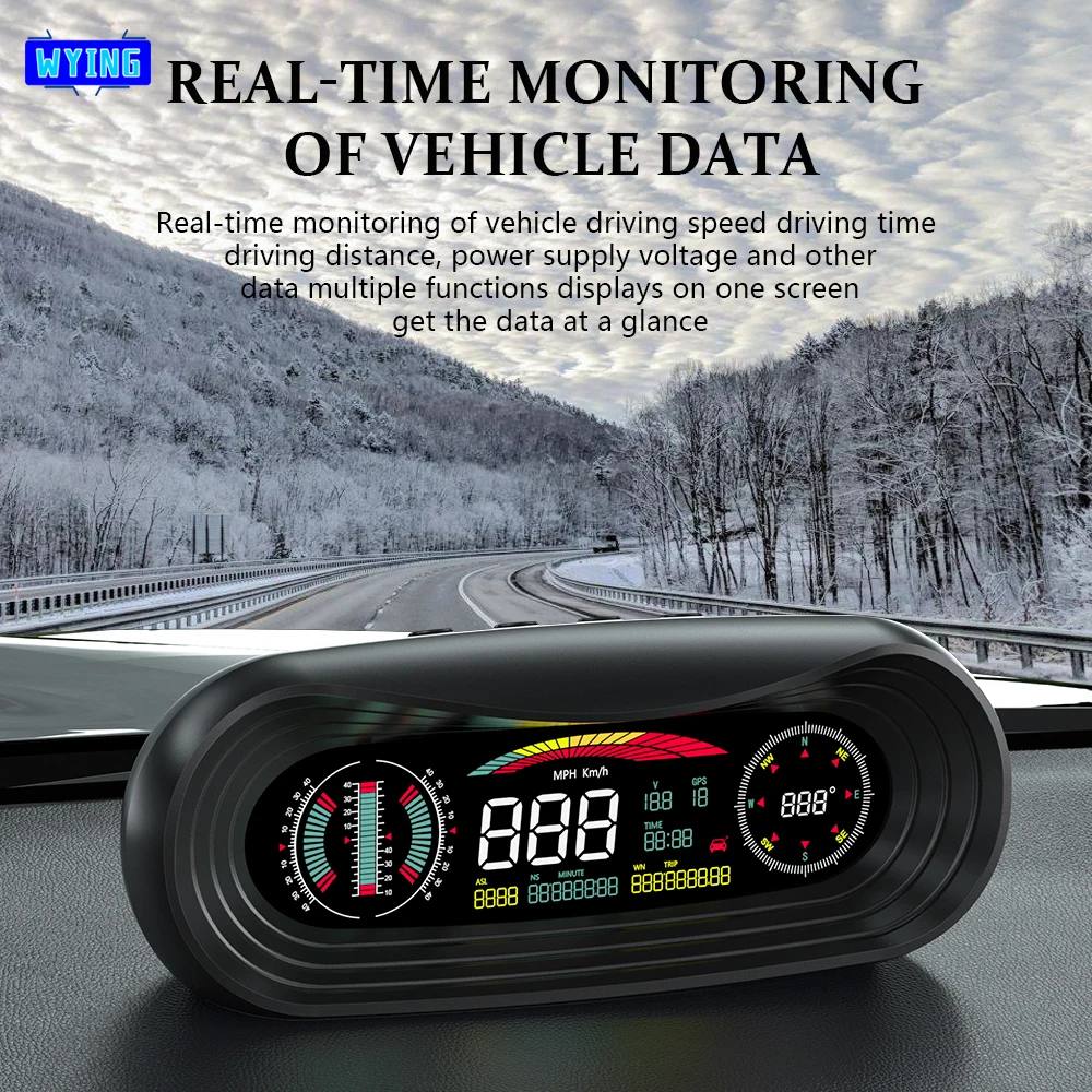 Wying P18 Gps Hud Car Tilt Angle Head Up Display Lcd Digital Altitude ...