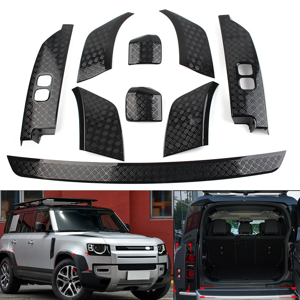 9 Pcs Glossy Black Auto Side Moulding Body Kits Car Accessories For ...