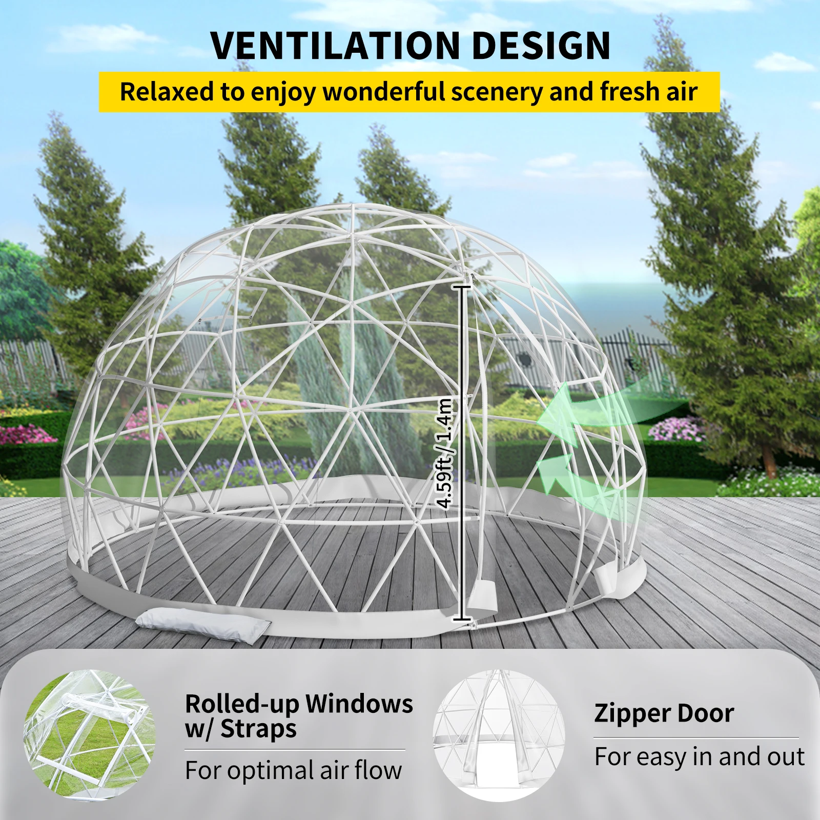 Lue’s House VEVOR Bubble Tent Garden Igloo 9.5/12ft With LED PVC Cover ...