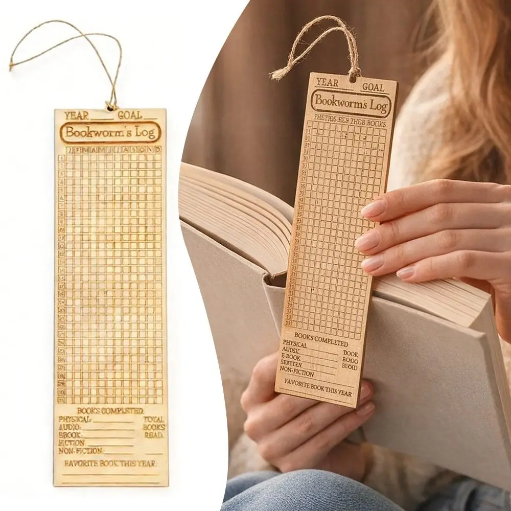 Wooden Reading Habit Tracker Bookmark Portable Multifunctional Books ...