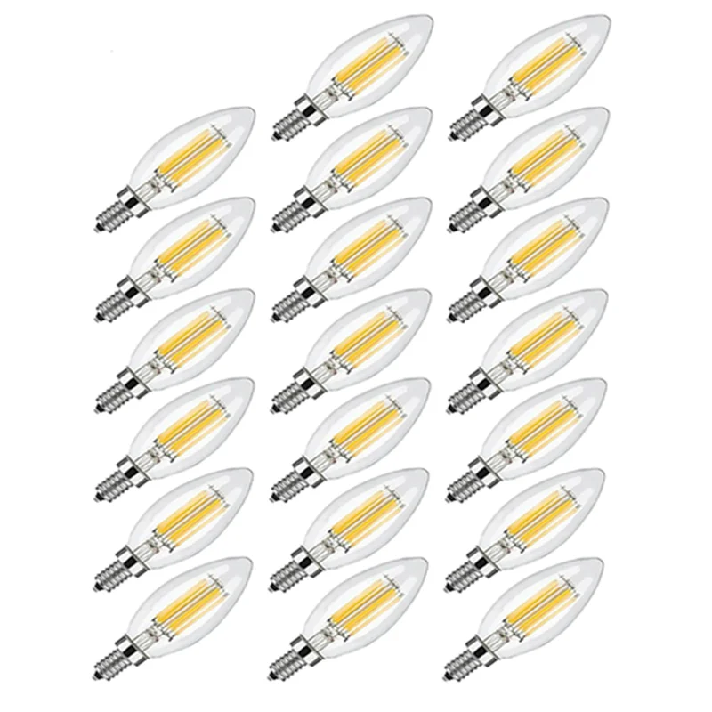 20pcs LED Bulb E14 8W/12W C35L Edison Retro Filament Candle Light ...