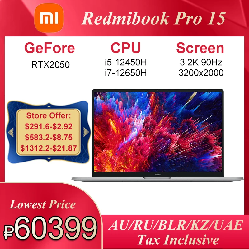 Xiaomi Laptop Redmibook Pro 15 2022 I5-12450h/i7-12650h 16gb Rtx2050 ...