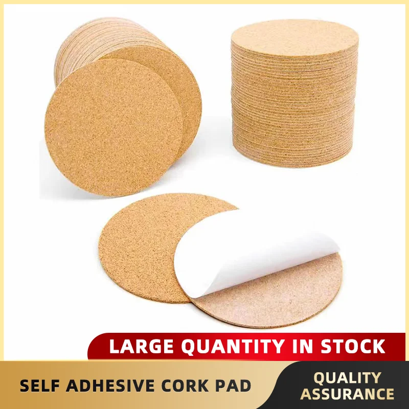Square Round Self-adhesive Cork Coaster Natural Ground Edge Cork Pot ...