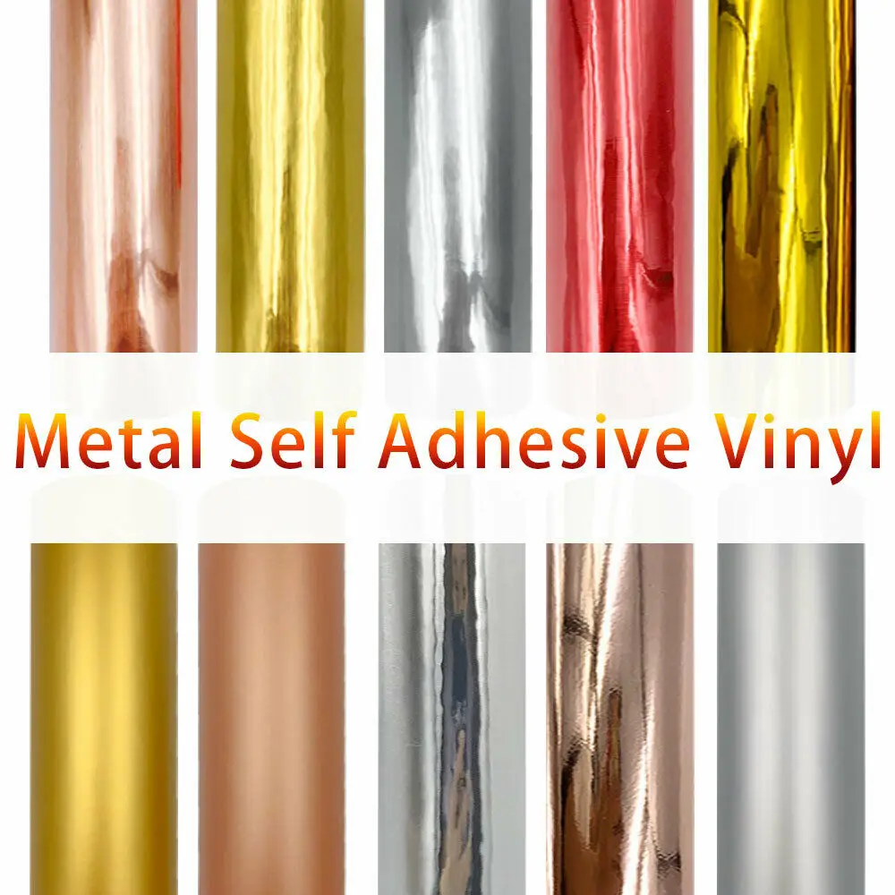 Brushed Matte Glossy Metal Permanent Adhesive Vinyl 6 Sheets 12"x10 ...