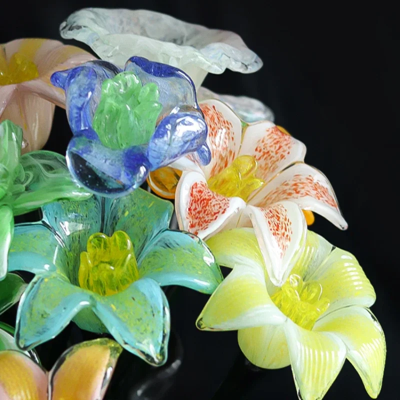 Large-Murano-Glass-Flowers-Bouquet-Hand-Blown-Colorful-Wedding-Crystal ...