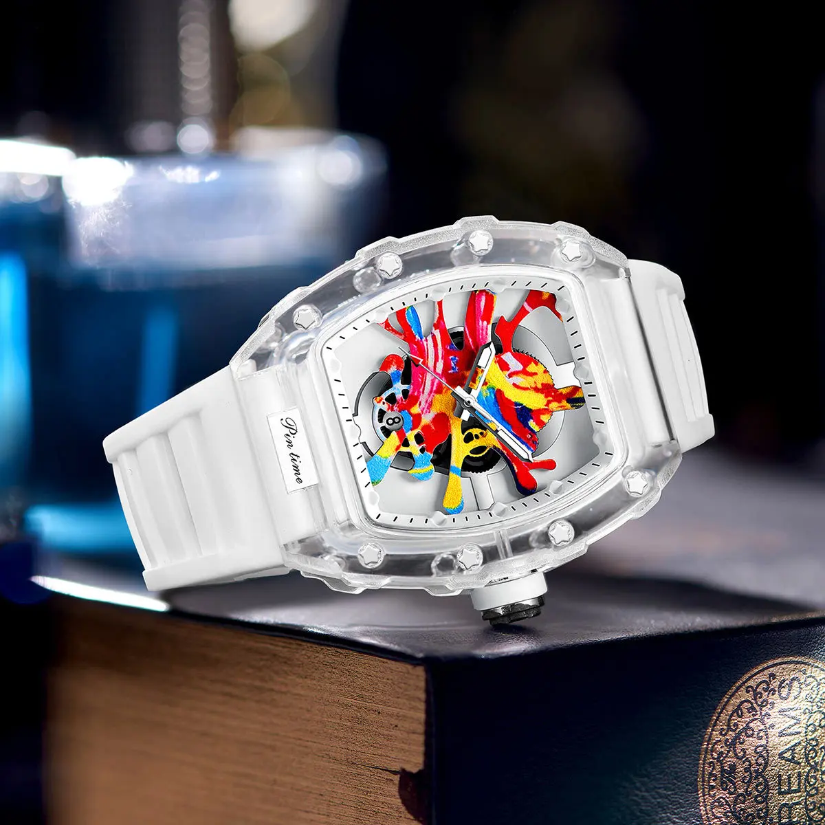 Luxury-Men-Watch-Colorful-Dial-Male-Quartz-Wristwatch-Rubber-Strap ...