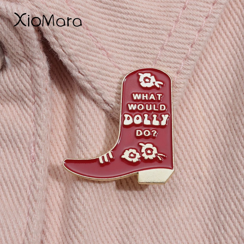 Dolly Parton Enamel Pin What Would Dolly Do Cute Pink Cowboy Boot ...
