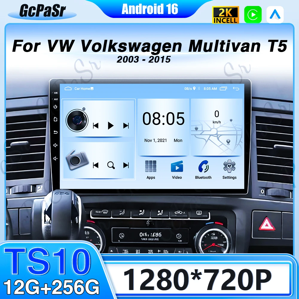 Car Radio For VW Volkswagen Multivan T5 2003-2015 Android 16 Multimedia ...