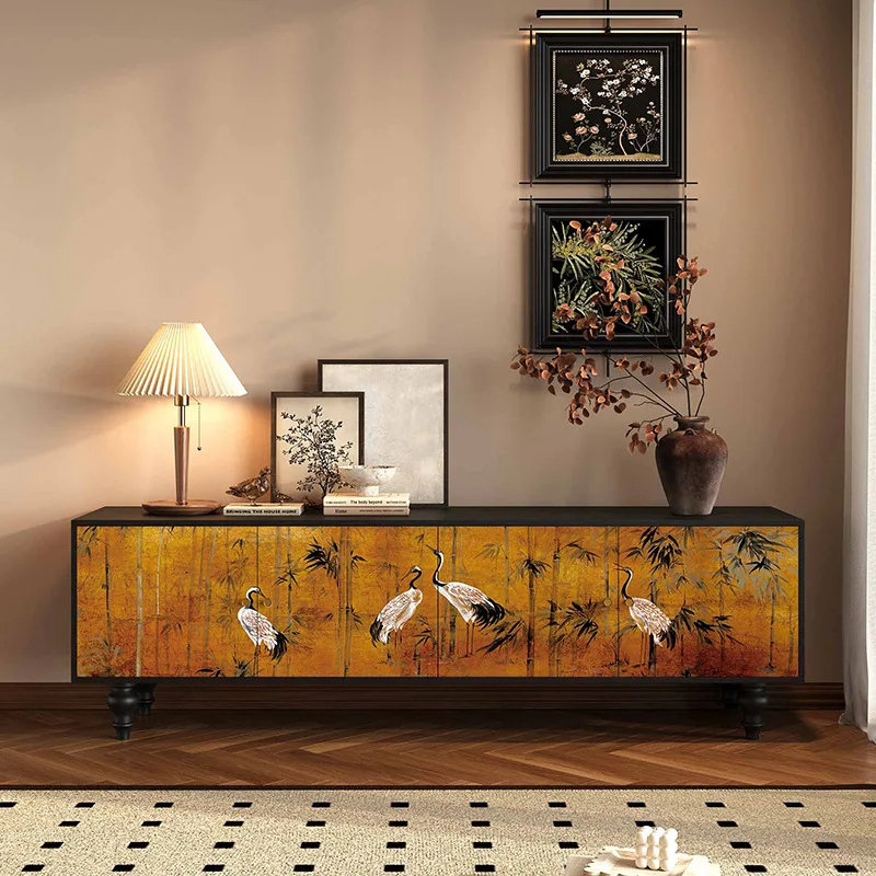 Medieval TV Cabinet Solid Wood French Retro Storage Locker Integrated ...