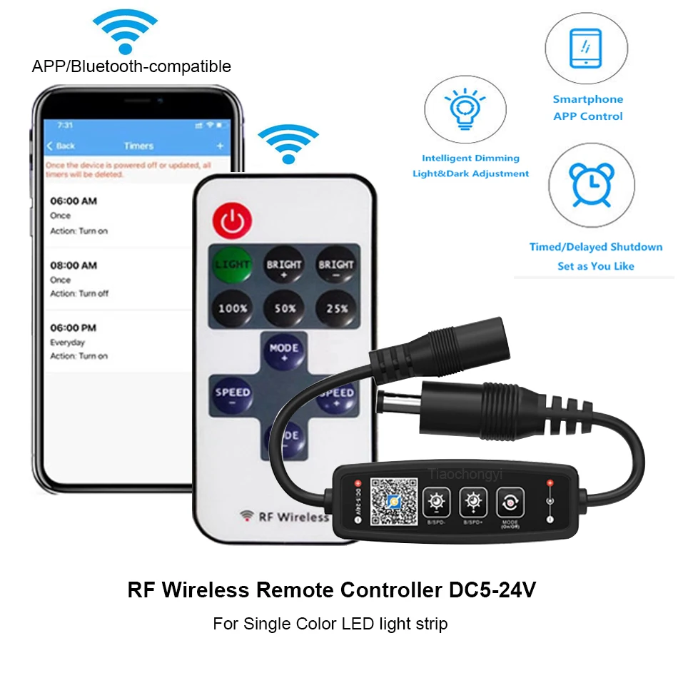 단일 색상 LED 스트립 조명 조광기 컨트롤러 BT/APP 버튼 11key RF 원격 제어 5050 SMD COB 테이프 빛 DC5 24V| | - AliExpress