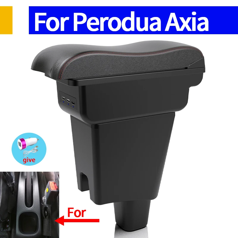 For Perodua Axia Car Armrest Double Layer Storage Box Center Console ...