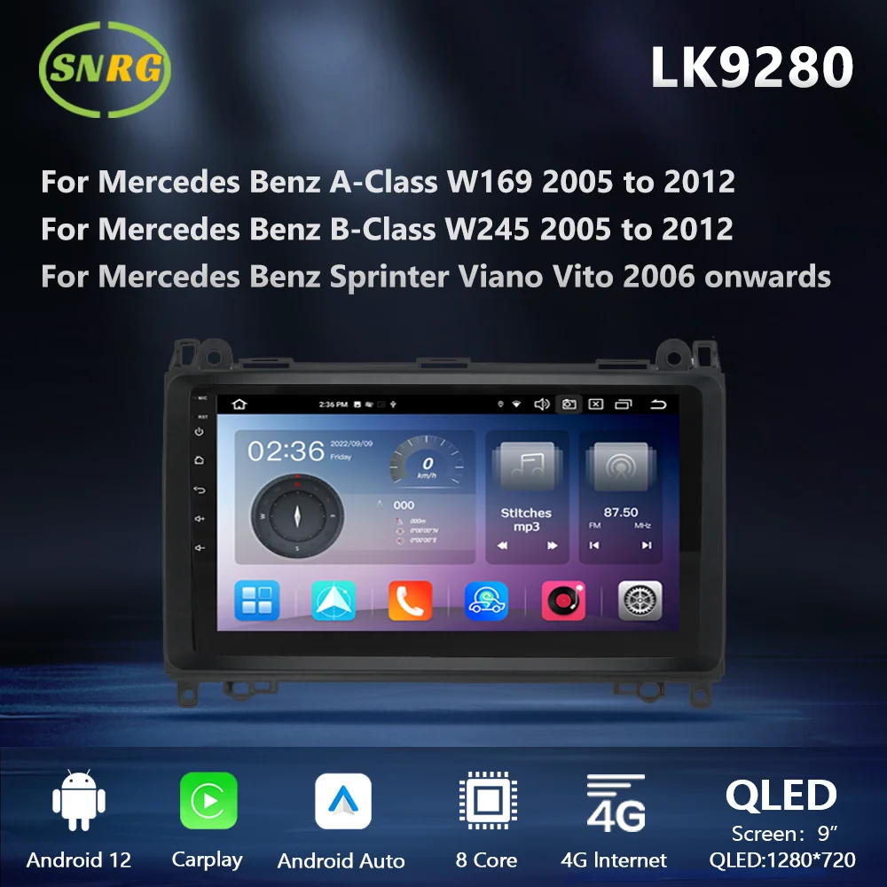 SNRG Car Radio Android 9 Inch Screen For Mercedes Benz A W169 B W245 ...