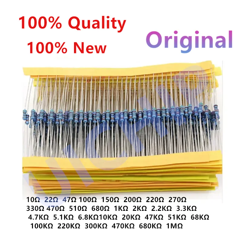100% NEW 600PCS/Set 30 Kinds 1/4W Resistance 1% Metal Film Resistor ...