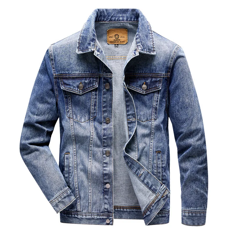 Men's Denim Jacket Spring Autumn Multi-pockets Casual Jacket For Men ...