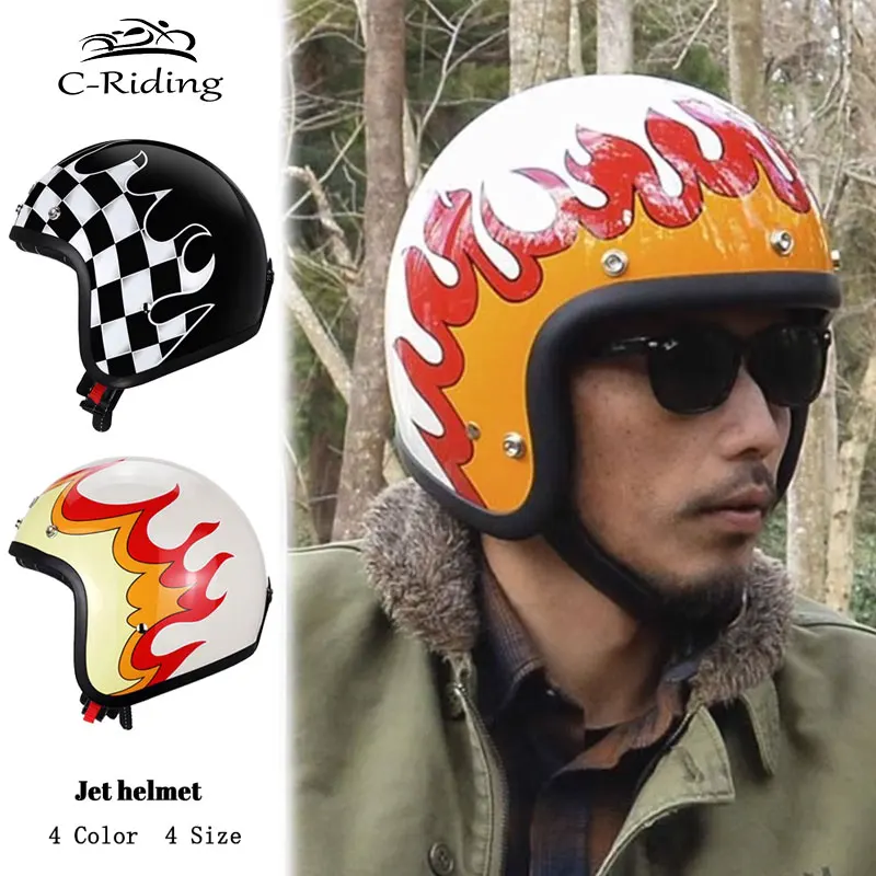 Open-Face-Helmet-Retro-3-4-Motorcycle-Helmets-Men-ABS-Shell-Safty-Cap ...