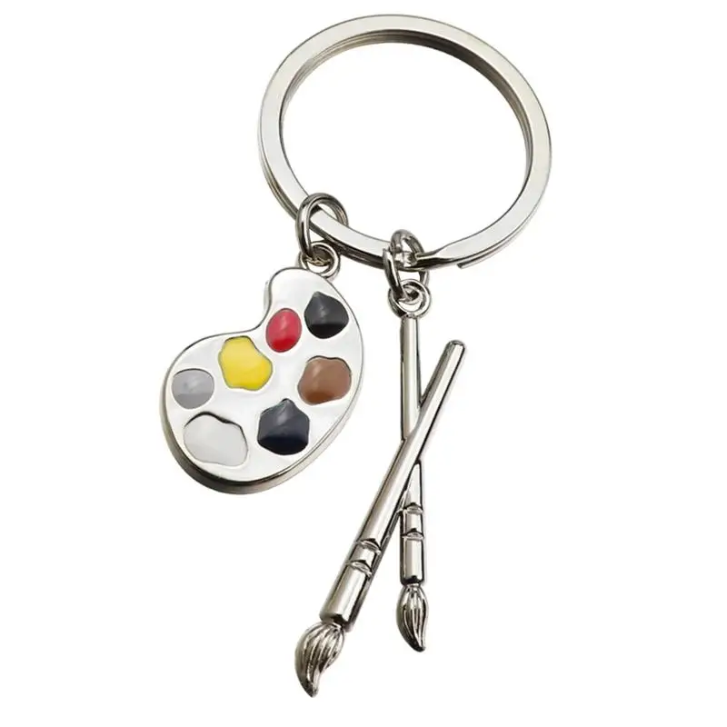 Palette-Pendant-Keychain-Artist-Paint-Palette-And-Brush-Pendant ...